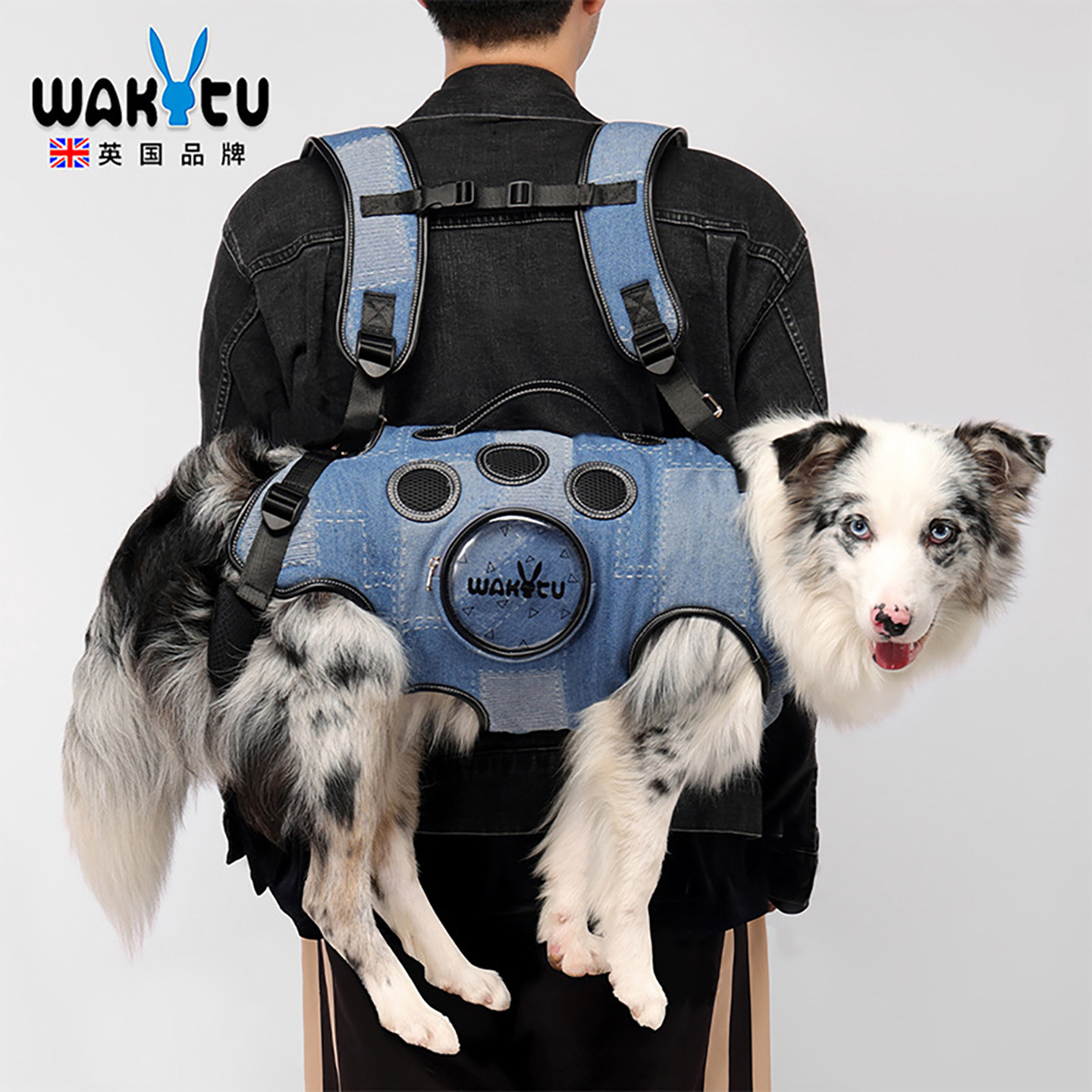 wakytu狗狗背包外出便携宠物双肩背带柯基中大型犬横背骑行狗包