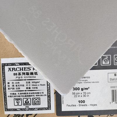 Arches法国阿诗88版画纸300g 白色水印毛边 丝网 棉麻纤维半开/A1 BFK丽芙 德国哈内姆勒1584版画纸 大全开