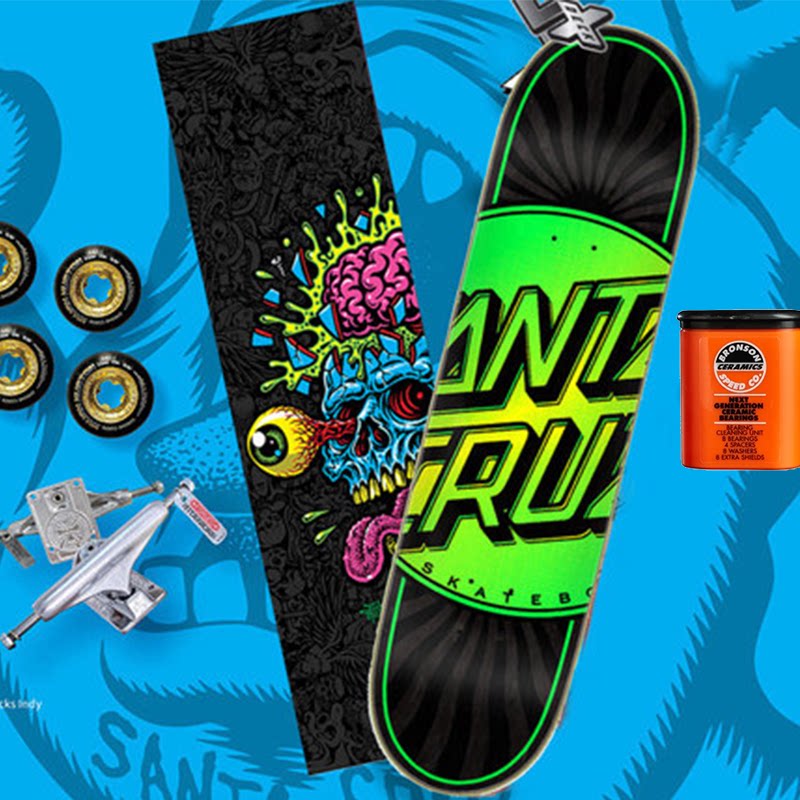 专业双翘滑板  SantaCruz VX  全新进口专业整板双翘赛级滑板套装