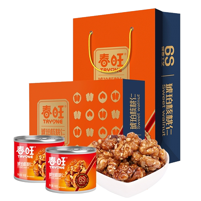 春旺罐装坚果600g团购琥珀核桃仁