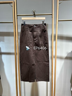 秋冬款咖色设计感直筒高腰牛仔半身裙半裙 EGJADJ302A-1699