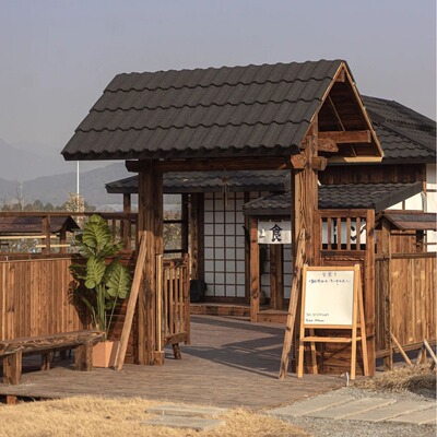 中式牌楼竹木门楼国风造景茅草门楼别墅门头花园农村民宿日式庭院