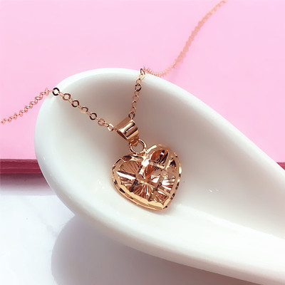 14K玫瑰金镂空爱心吊坠