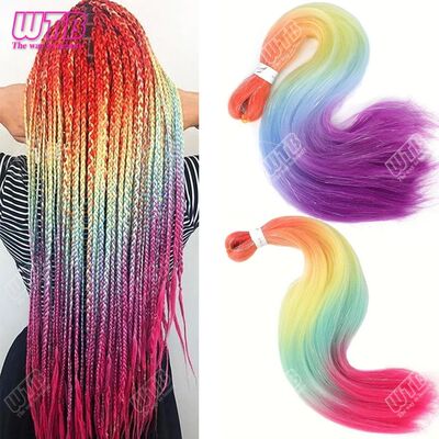 26Inch Synthetic Ombre Rainbow Mixed Colors Long Straight Bo
