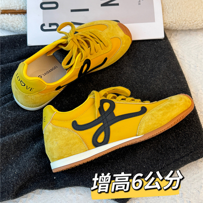 IG~明星同款内增高6CM学院风休闲运动德训鞋百搭拼色阿甘鞋757-66