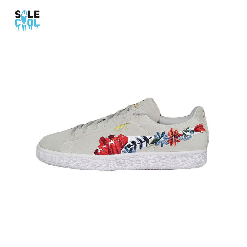 彪马/PUMA Suede Hyper女子刺绣花卉休闲运动板鞋366124-02_虎窝淘