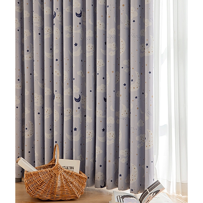 卧室窗帘挂钩式复古印花田园风2024新款客厅美式遮光布飘窗儿童房