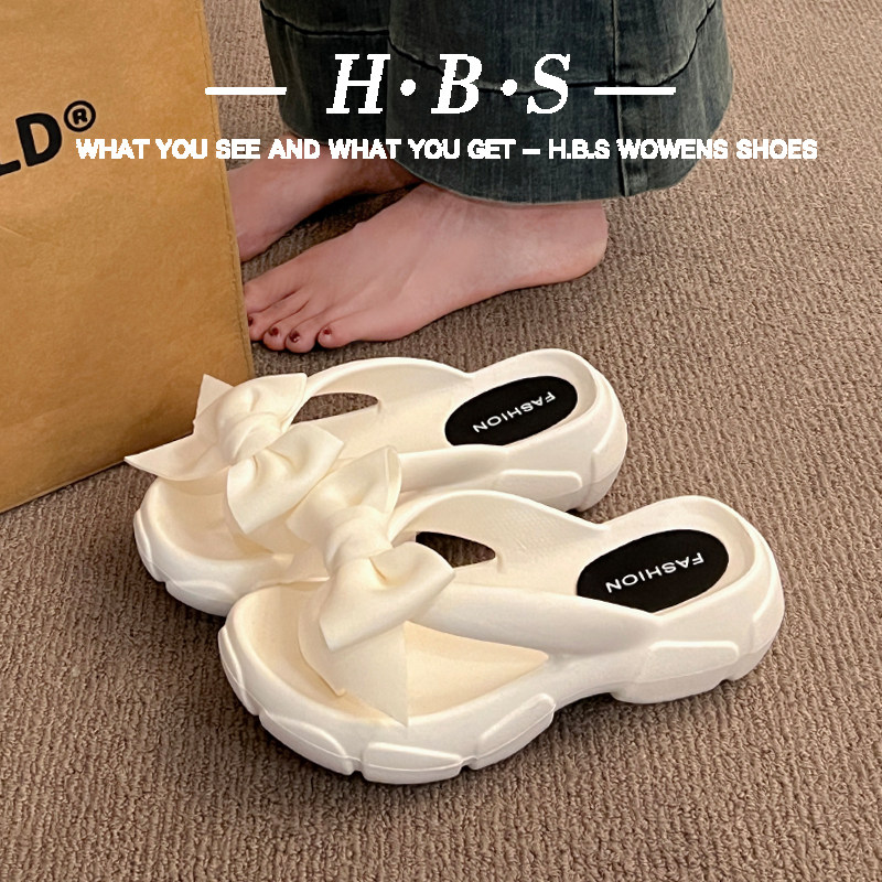 小众韩版高级感夹脚凉拖鞋女2026年新款网红超火蝴蝶结厚底人字拖