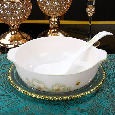 黄金叶10.5英寸家用陶瓷双耳陶瓷大号汤碗水煮鱼碗酸菜鱼碗防烫手