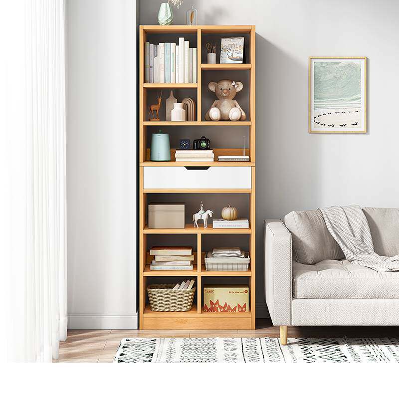 收纳架书架落地客厅置物架简约现代学生简易小书柜多层格子柜卧室_虎窝淘