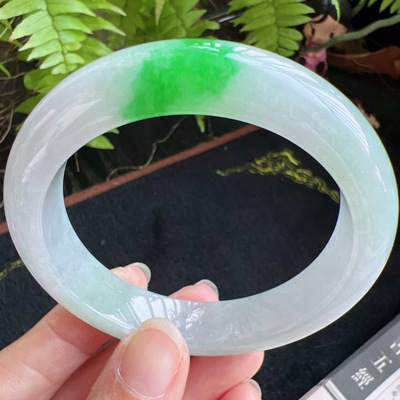 正圈56圈口缅甸天然A货老坑种翡翠手镯玉镯子平洲直供077D0127