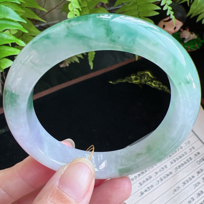 54圈口缅甸天然A货老坑种玉镯平洲翡翠手镯精选编号057D0312E