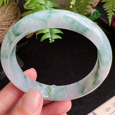 56圈口缅甸天然A货老坑种玉镯平洲翡翠手镯精选编号062D0407E