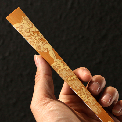 浙工名家魁星老玉竹扇子留青雕刻