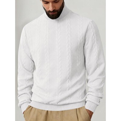 Men's High Neck Casual Sweater Warm Knit Crop Top