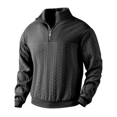 Men's Casual Stand Collar Zipper Pullover Sweater Coat