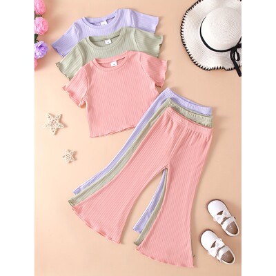 N 89237 Summer Knit Short Sleeve Set 童装休闲套装 跨境欧美