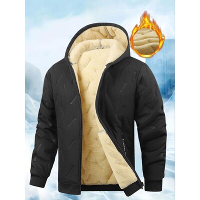 Men's Winter Fleece Lined Jacket Hooded Windproof