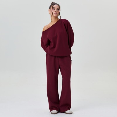 Y 75310 Off Shoulder Sporty Outfit 斜肩运动套装 欧美跨境