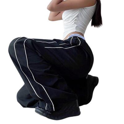 Womens Drawstring Sweatpants Side Striped Elastic Waistband