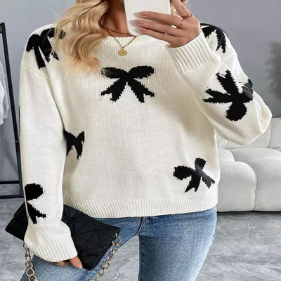 Women's Crew Neck Sweater Casual Long Sleeve Jumper for