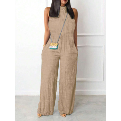 X 87403 Halter Loose Jumpsuit 挂脖宽松连体裤跨境速卖通亚