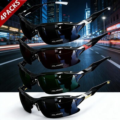 4Pack Polarized Sports Sunglasses for Men Women Rimless