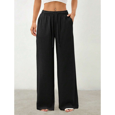 R 36507 High Waist Drawstring Wide Leg Pants 松紧抽绳阔腿裤