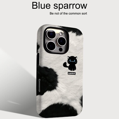 奶牛纹小黑猫二合一菲林手机壳