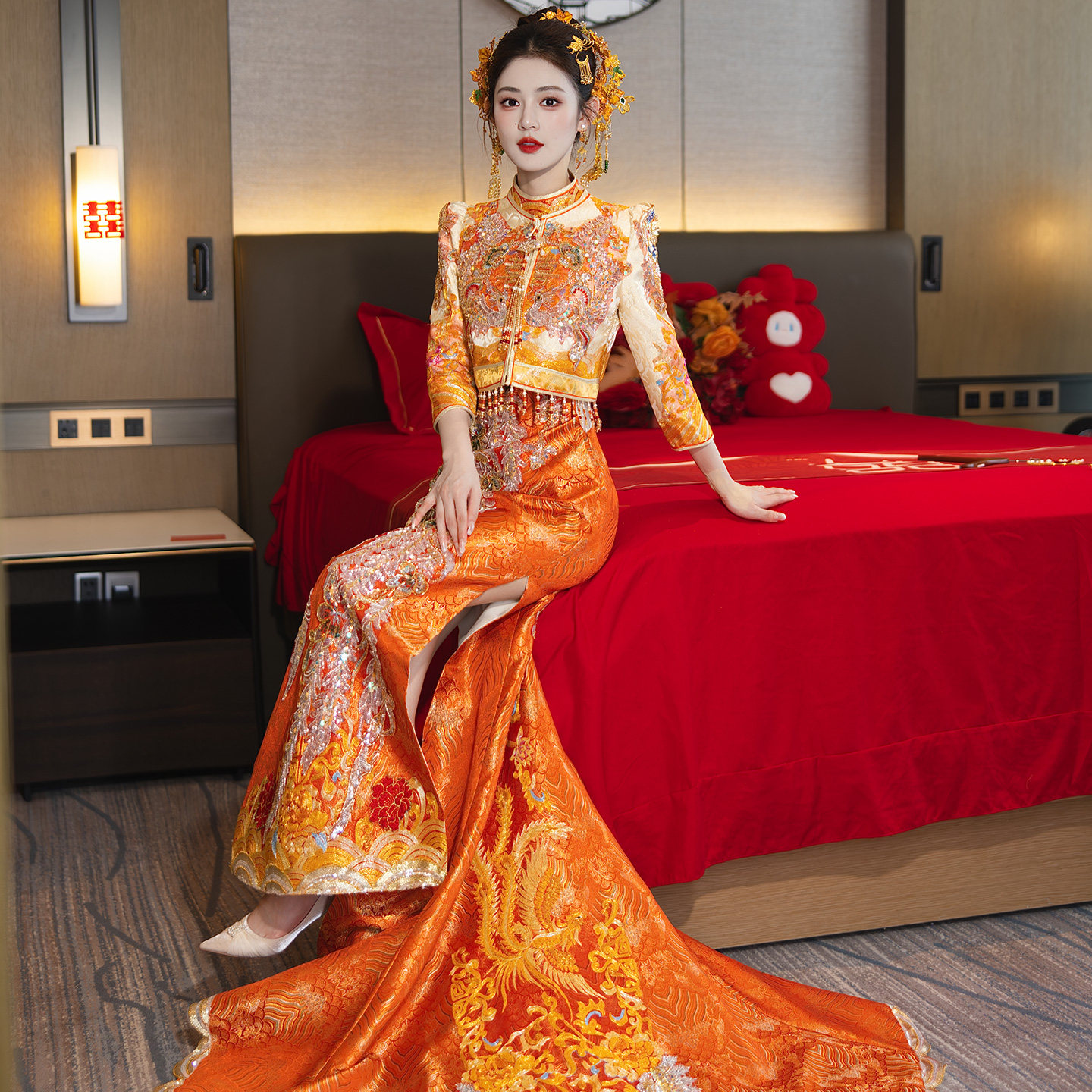 拖尾秀禾服2026年新款中式结婚礼服婚宴旗袍凤冠霞帔高端新娘婚服