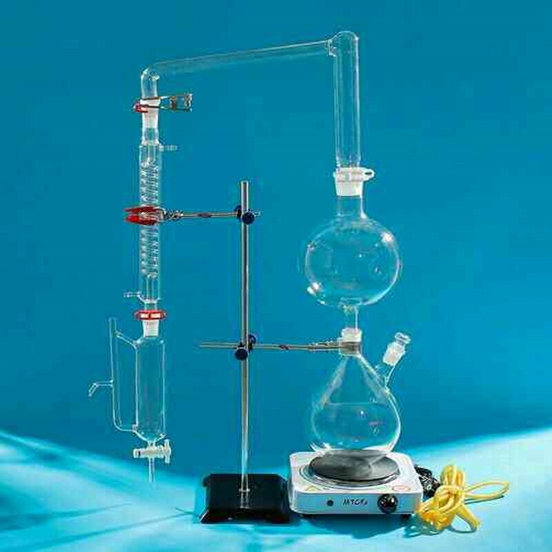 精油提取分离器装置蒸汽蒸馏设备 2000ml二颈烧瓶 格雷厄姆冷凝器