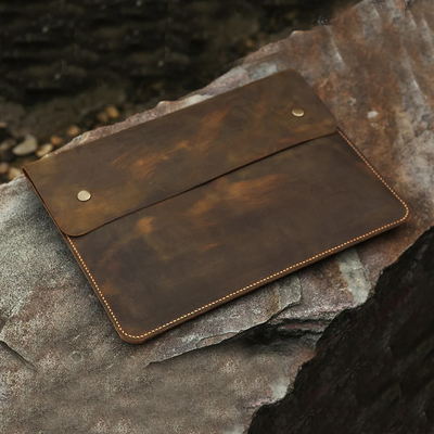 手工电脑包内胆真皮牛皮欧美带盖