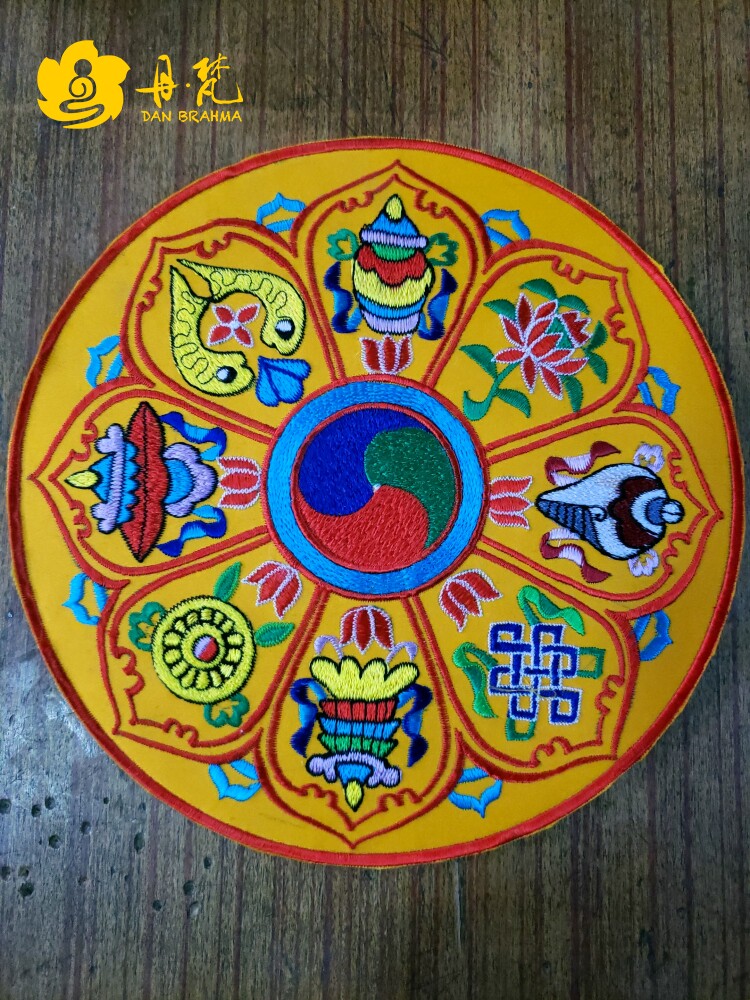 尼泊尔刺绣法器垫雕像垫子吉祥八宝六字真言八吉祥手工圆形其他