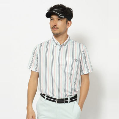 日本正品25年夏款Adabat高尔夫球golf男装短袖POLO衬衫条纹弹力