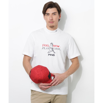 日本26年春夏款PING男士高尔夫服装轻薄弹力修身印花光泽加厚短袖