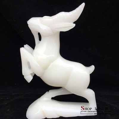 速发白玉石肖羊摆件玉生雕刻家居客品办公室工艺品装饰品礼厅摆设