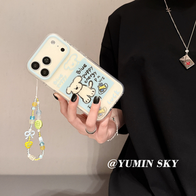 YUMIN SKY·适用ins夏日蓝色涂鸦英文狗狗标签iPhone17promax苹果