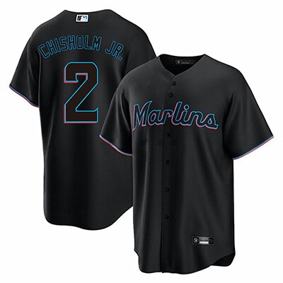 迈阿密马林鱼队 Miami Marlins 2#CHISHOLM JR. 男子运动棒球服
