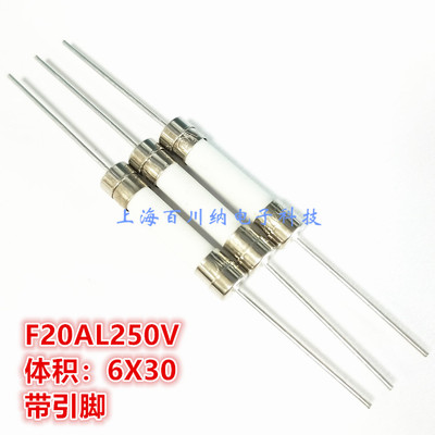 6X30mm陶瓷快熔保险丝管 F20AL250V 带引脚 双帽 F25AL250V 优质