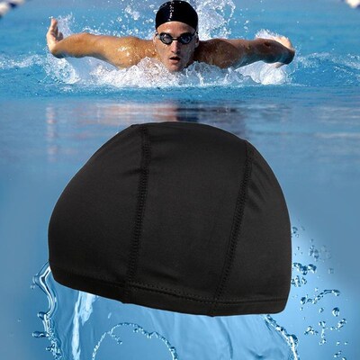 Black Adult Swimming Swim Cap Polyamide elastic Swimming Cap