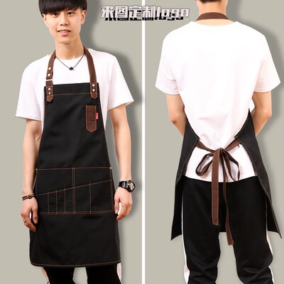 denim canvas apron korean fashion  shop chef paint