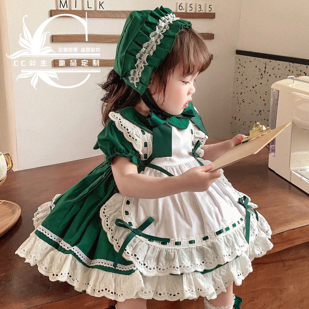 夏款女童原创墨绿女仆洛丽塔连衣裙可爱西班牙公主裙生日礼服洋装