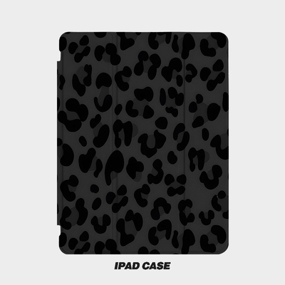 黑色豹纹艺术ins小众适用平板壳iPad7/8/9/10壳2020带笔槽Air2/3/4/5苹果2021第九代11Pro三折min