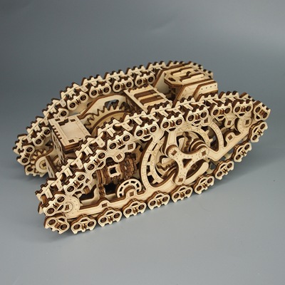 ugear同款3d拼装坦克木质机械传动模型生日礼物玩具DIY儿童成人