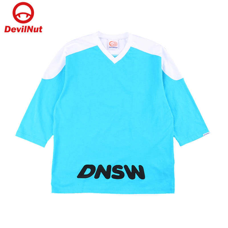 DEVIL NUT潮牌恶魔男女同款圆领七分袖拼肩棒球T恤体育 SET_虎窝淘