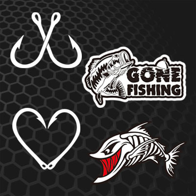 鱼钩配件贴纸凶恶鱼图案定制心形