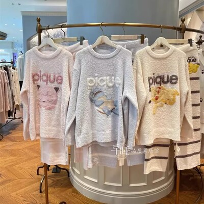 男女半边绒保暖GP皮卡丘情侣睡衣