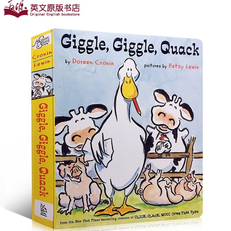 英文原版Giggle, Giggle, Quack嘻哈农场：吱咕、吱咕、嘎纸板书幽默绘本凯迪克大奖作家Doreen Cronin作品激发小朋友 ...