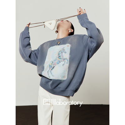 周里物星野灰色宽松显瘦卫衣女