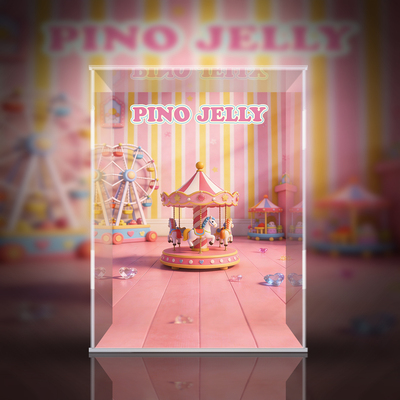 POPMART泡泡玛特PINOJELLY环游乐园手办礼物桌面摆件亚克力展示盒